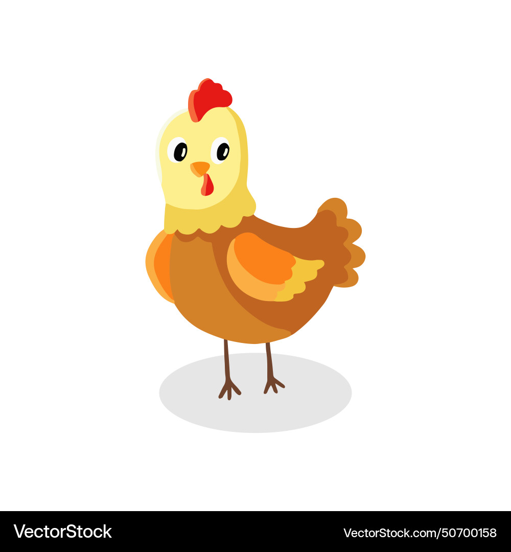 A cute cartoon chicken standing on plain Vector Image