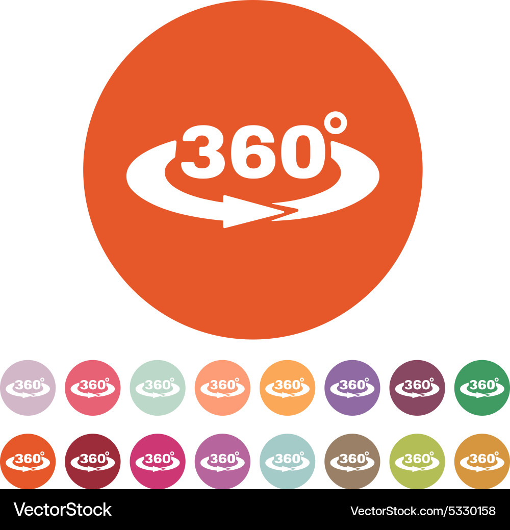 Angle 360 degrees icon rotation symbol flat Vector Image