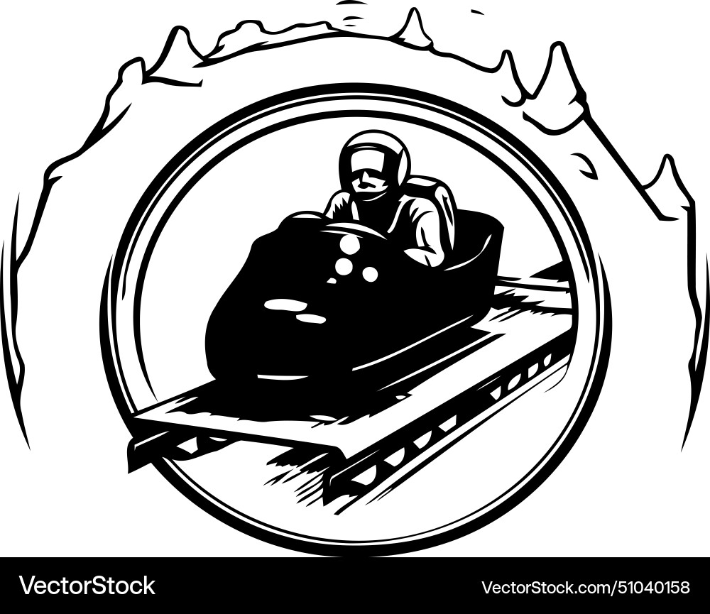 Bobsled vintage style hand drawn sketch Royalty Free Vector