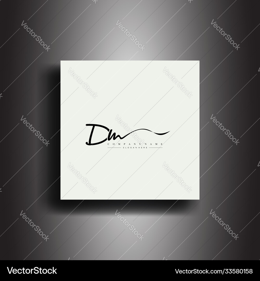 Dm signature style monogramcalligraphic lettering Vector Image