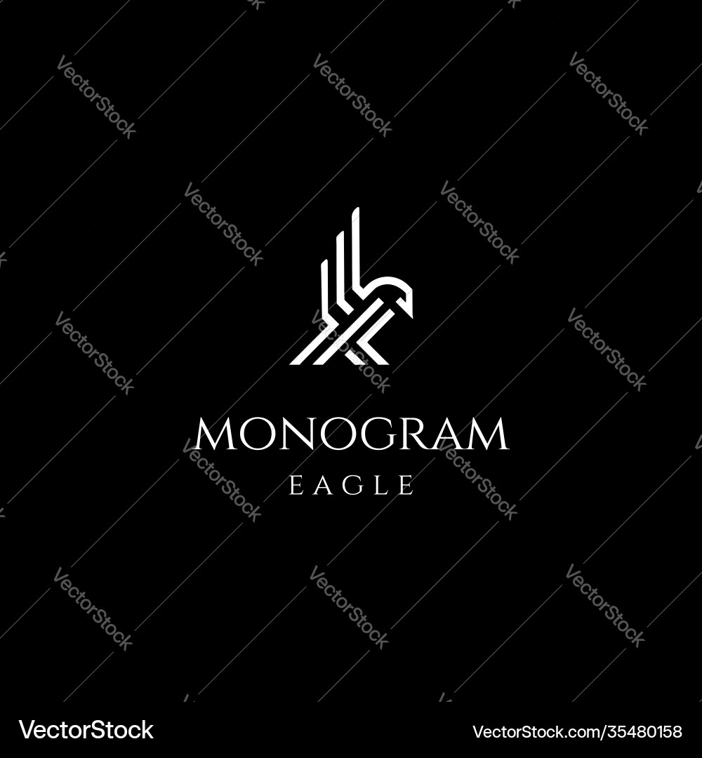 Eagle hawk falcon raven phoenix bird line outline Vector Image