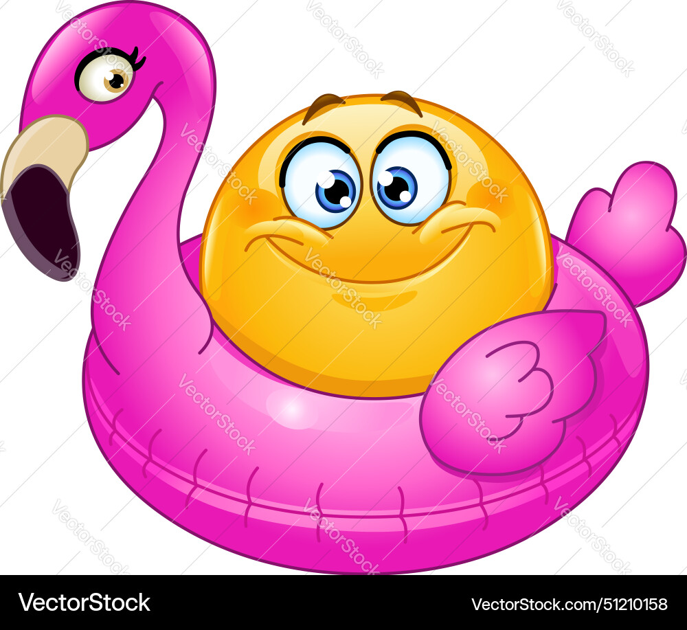 Emoticon in inflatable flamingo Royalty Free Vector Image