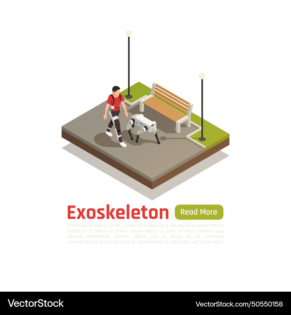 Exoskeleton isometric background Royalty Free Vector Image
