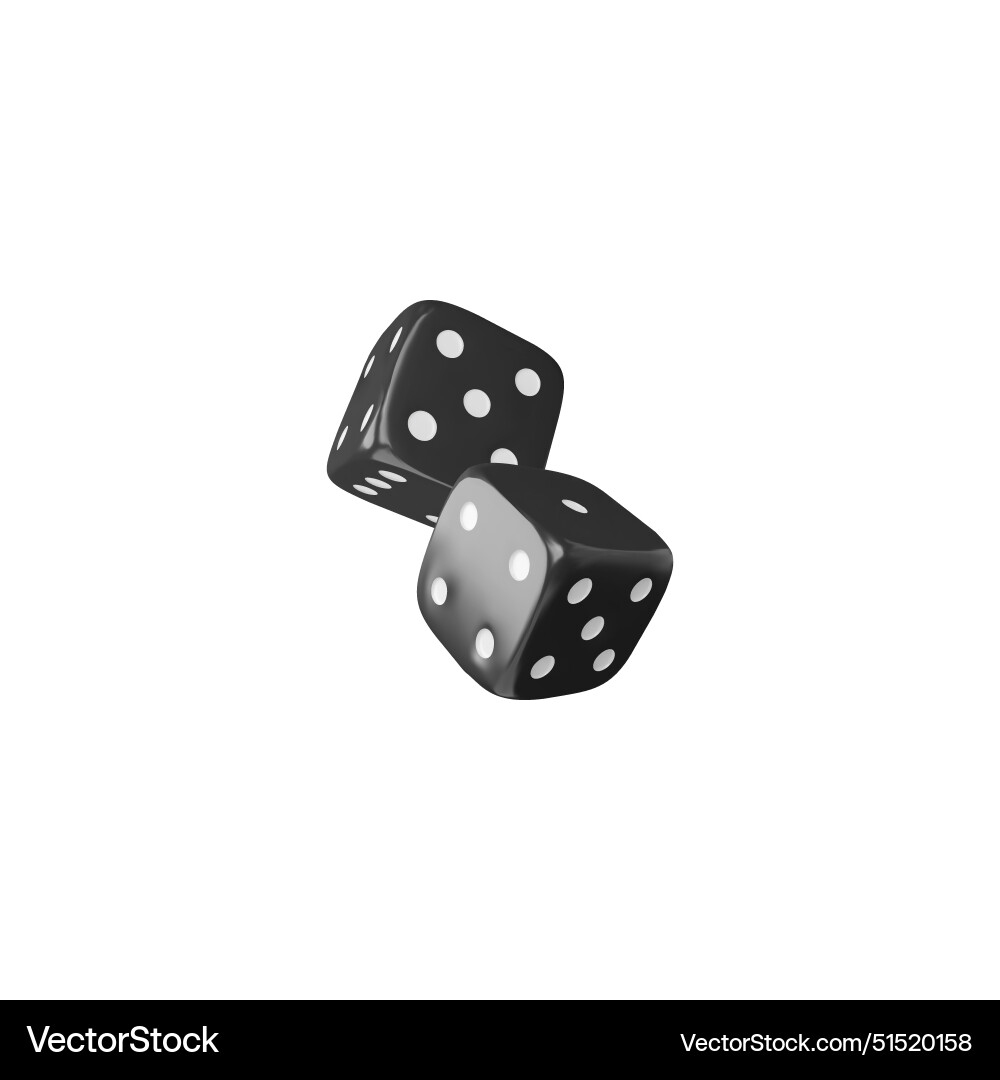 Glossy black dice 3d icon Royalty Free Vector Image