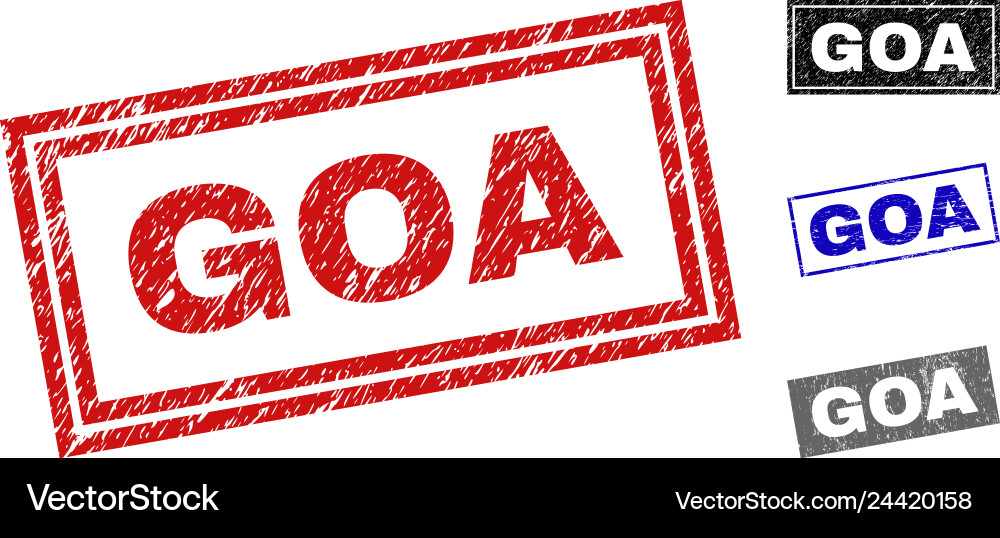 Grunge goa scratched rectangle watermarks Vector Image