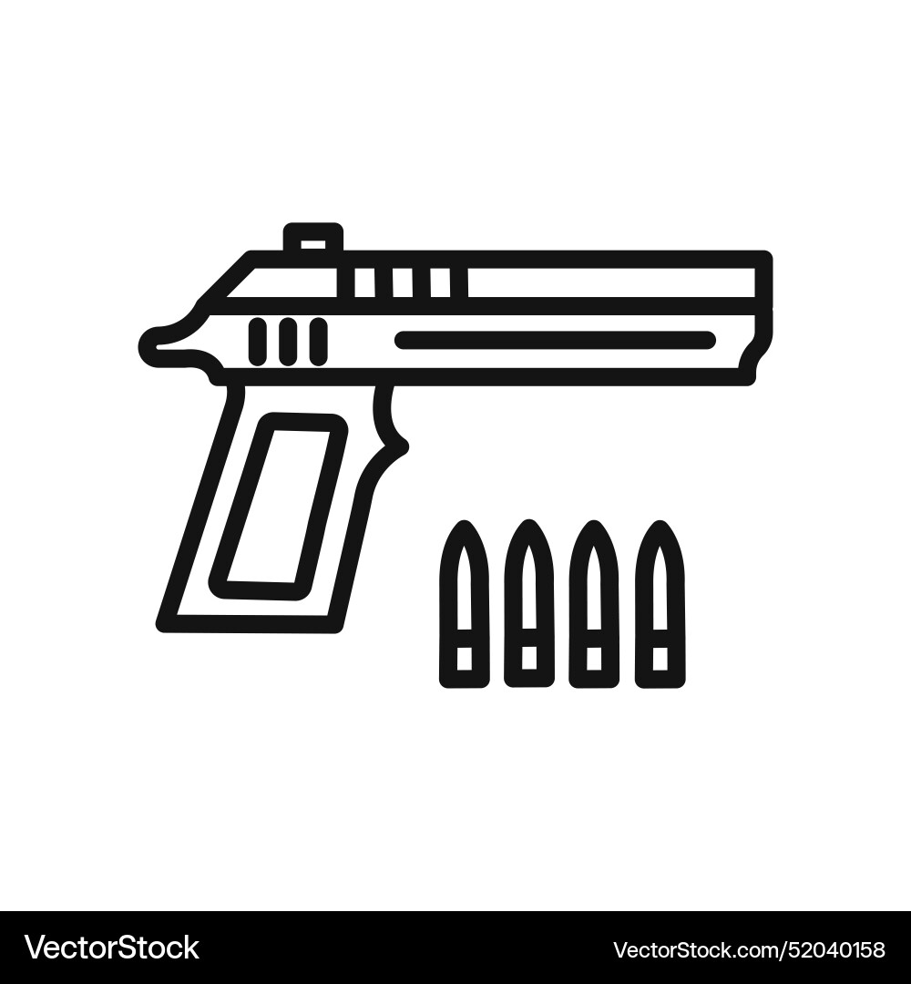 Gun with ammunition icon black and white sign Vector Image