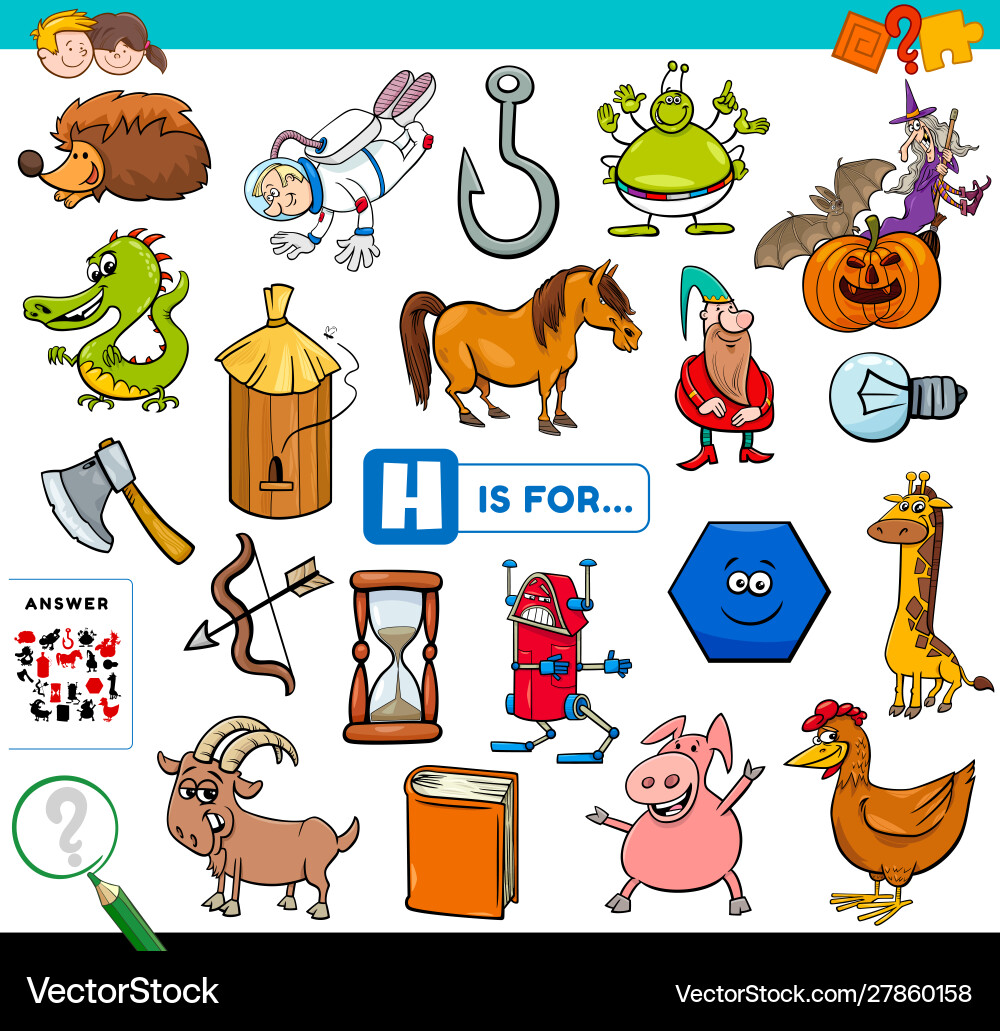 H is for words educational task children Vector Image