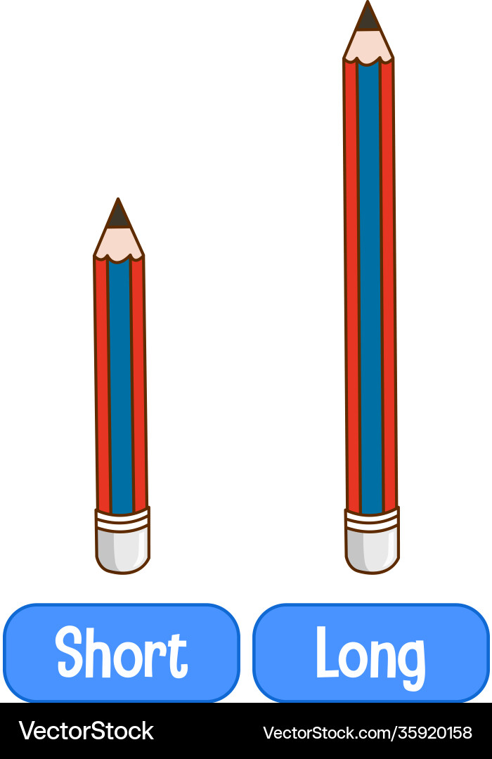 Opposite adjectives words with short and long Vector Image