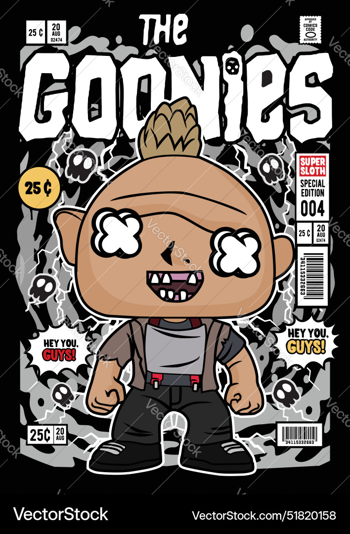 Pop art sloth the goonies Royalty Free Vector Image