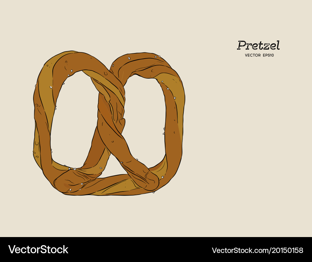 Pretzel bakery hand draw sketch Royalty Free Vector Image