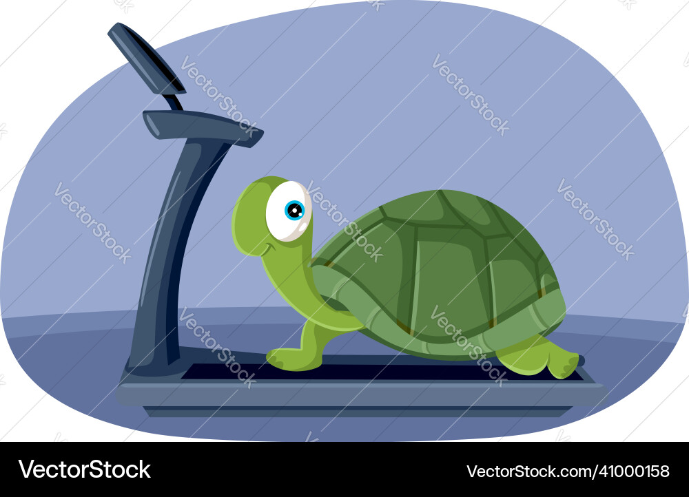 Turtle running on a treadmill cartoon Royalty Free Vector