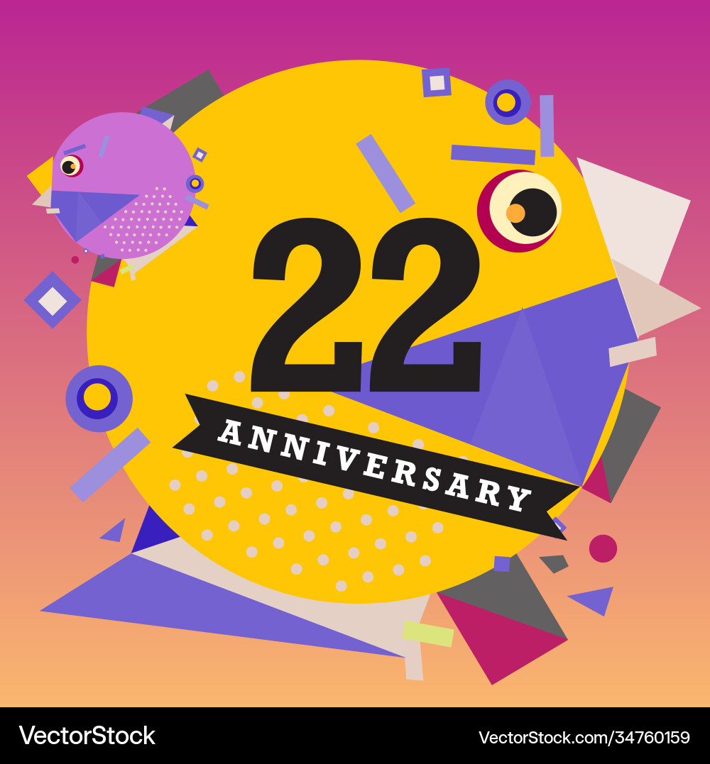 Anniversary greeting card with colorful number Vector Image