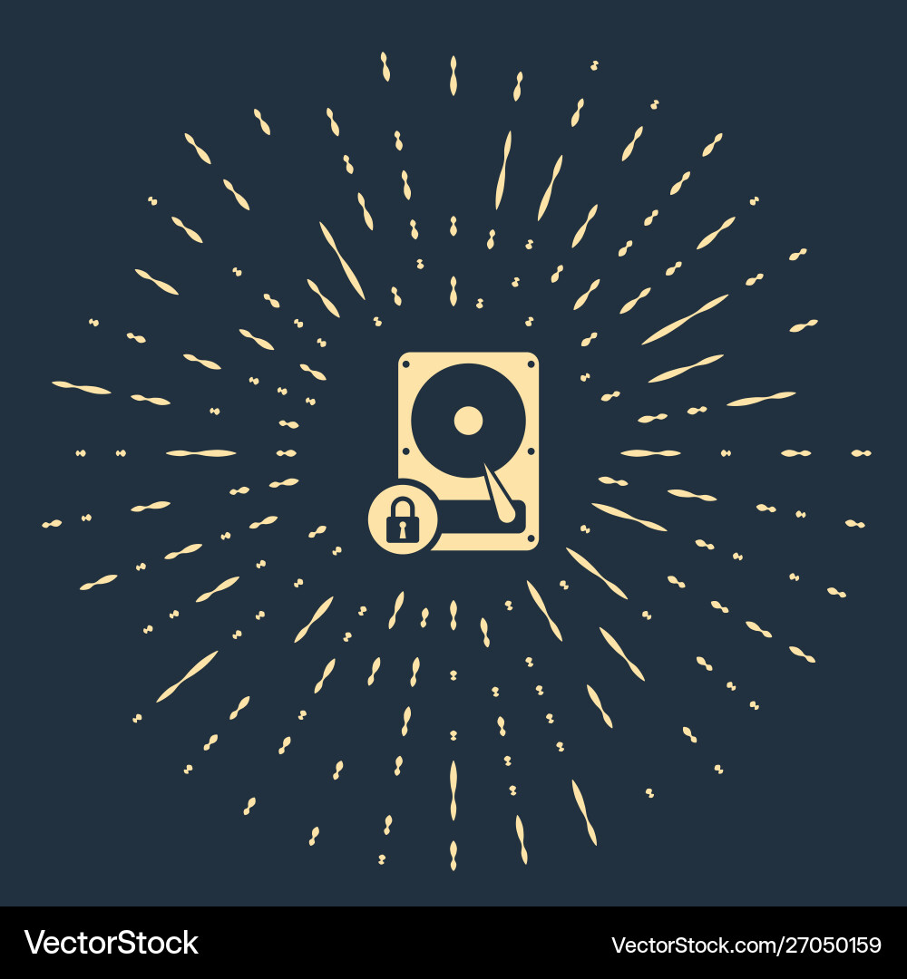 Beige hard disk drive and lock icon isolated Vector Image