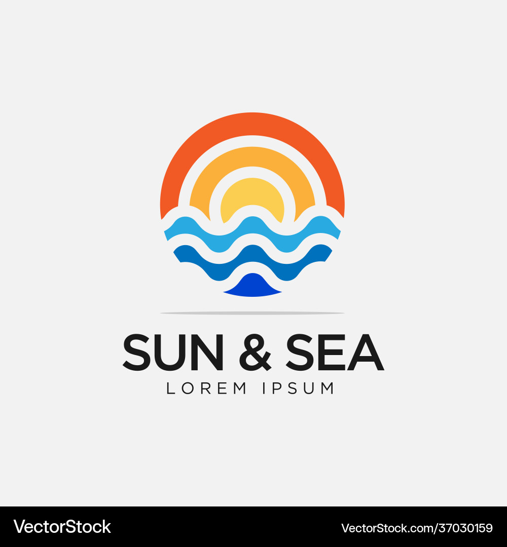 Circular sun and sea logo design modern icon Vector Image