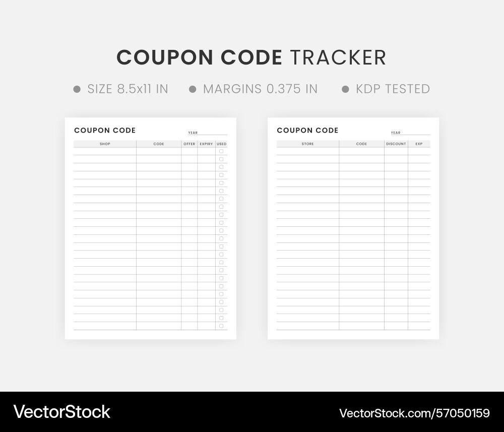 Coupon codes tracker printable store code Vector Image