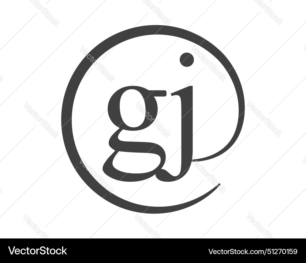 Gj logo from two letter with circle shape email Vector Image
