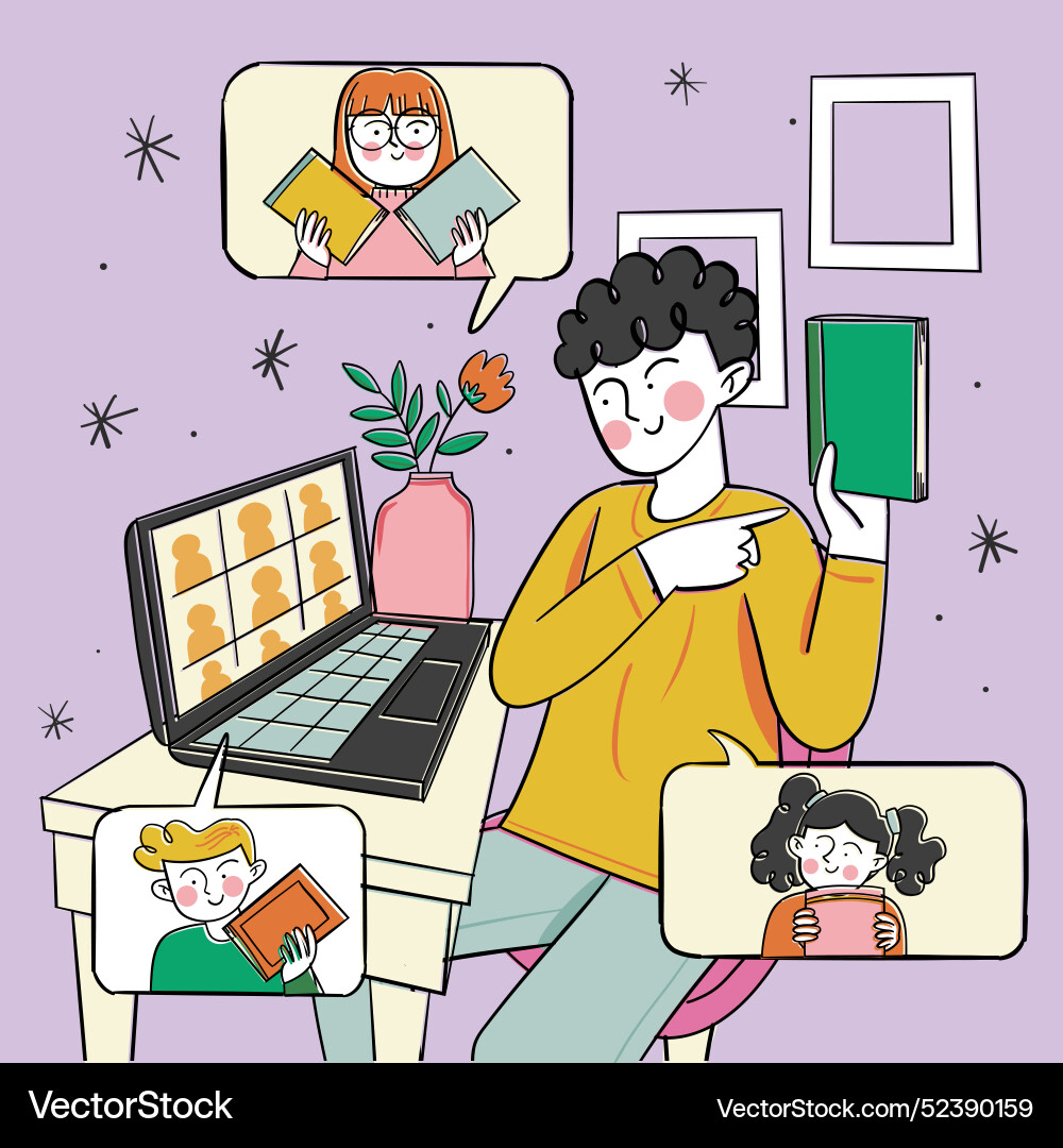 Hand drawn book club Royalty Free Vector Image