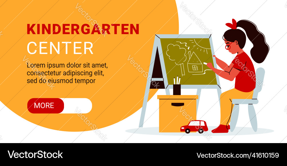 Kindergarten center horizontal banner Royalty Free Vector