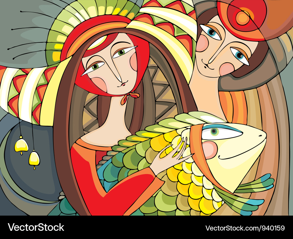 Magical Fish Portrait Royalty Free Vector Image