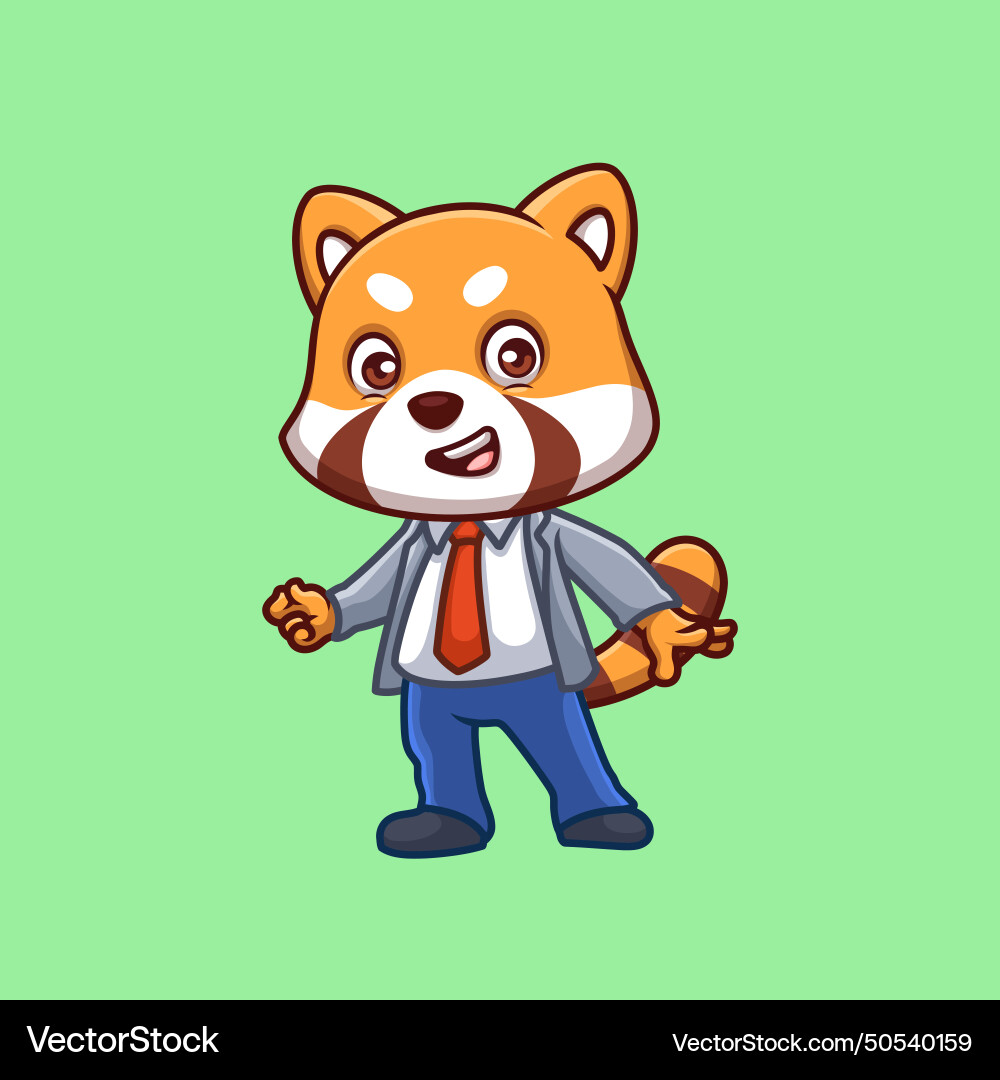 Manager red panda cute cartoon Royalty Free Vector Image