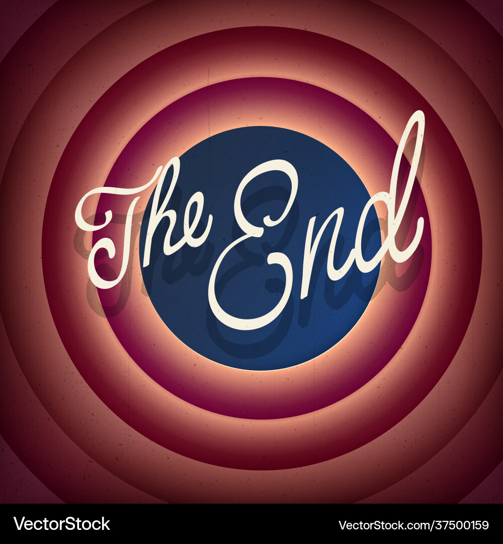 Old movie ending screen background end Royalty Free Vector