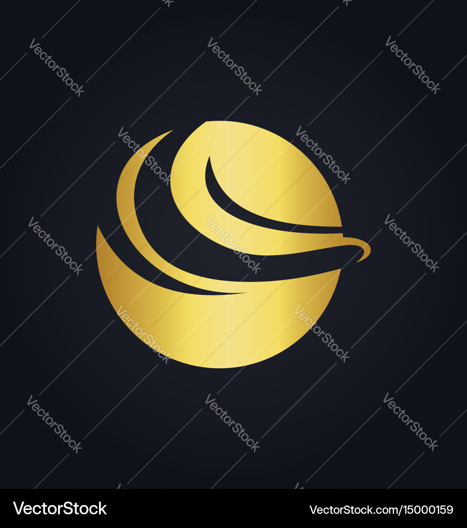 Round abstract wave gold logo Royalty Free Vector Image