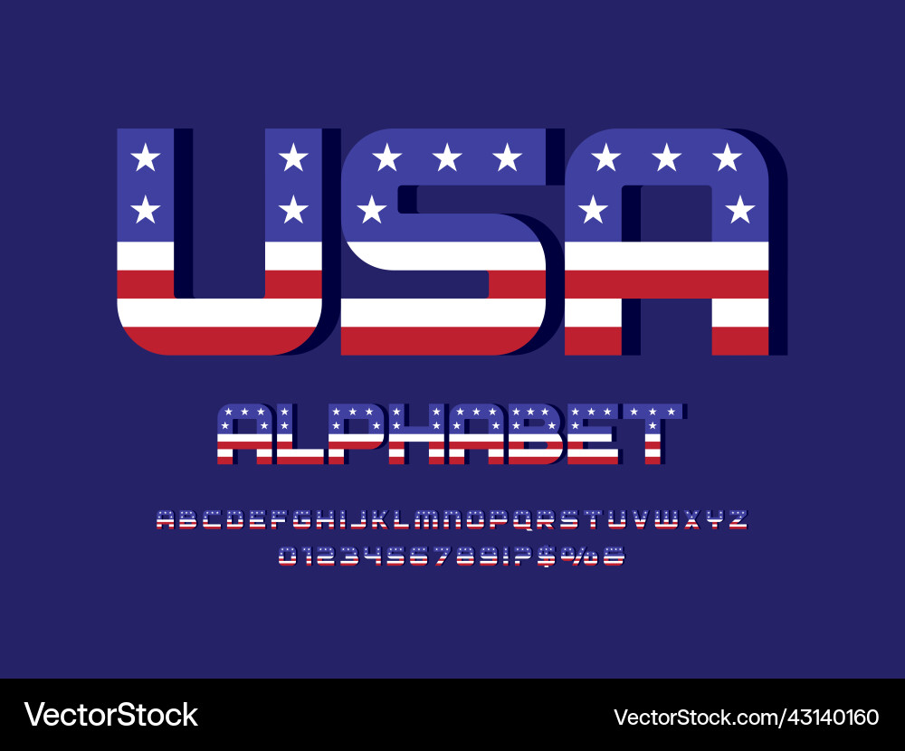 America font Royalty Free Vector Image - VectorStock
