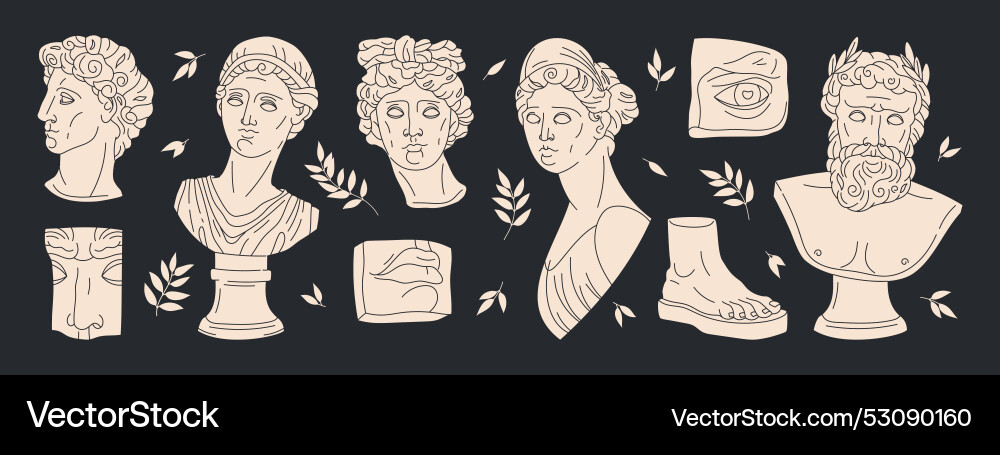 Ancient statues greek antique sculptures marble Vector Image