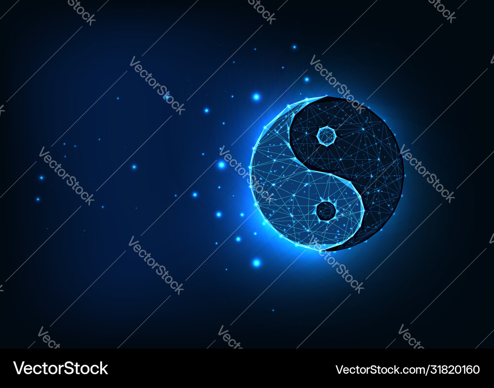 Futuristische glühendes low polygonal yin yang Symbol