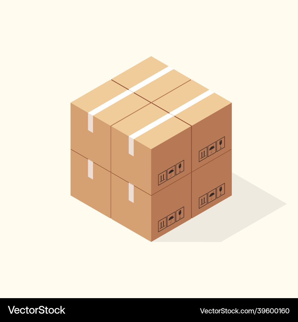 Isometric cardboard boxes Royalty Free Vector Image