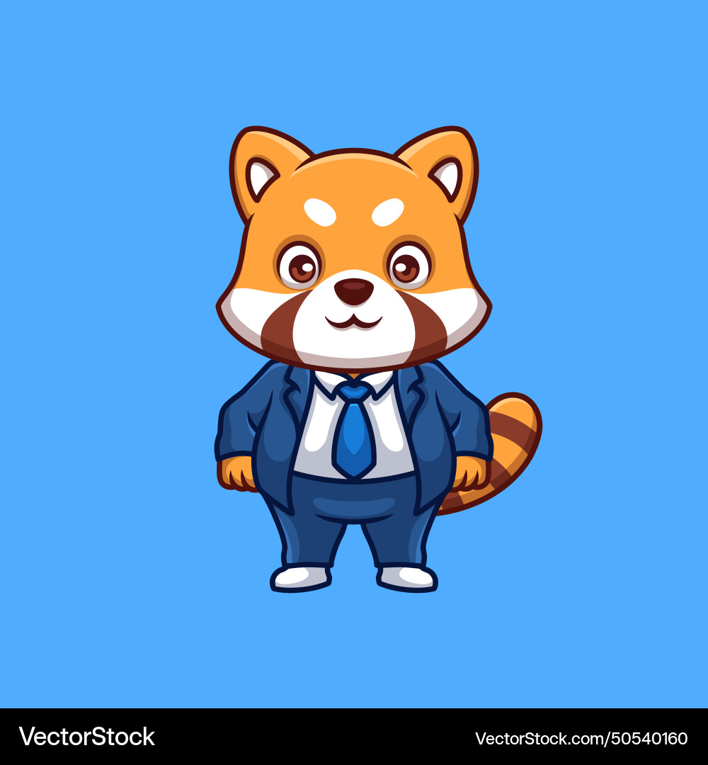 Manager red panda cute cartoon Royalty Free Vector Image