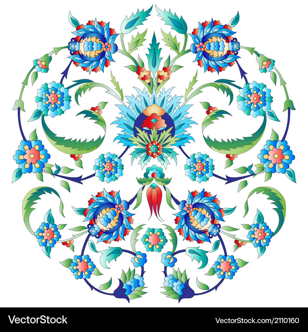 Ottoman art flowers seven Royalty Free Vector Image