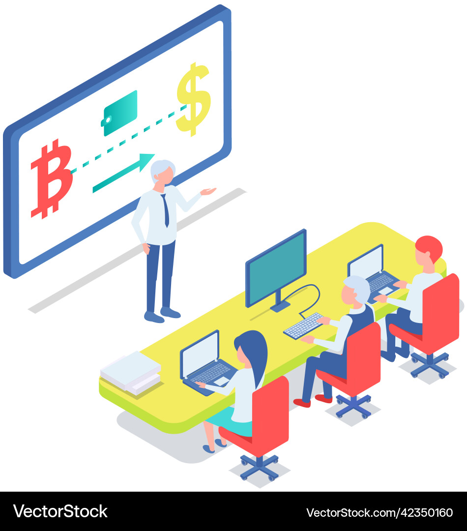 Professor teaching financial literacy class Vector Image