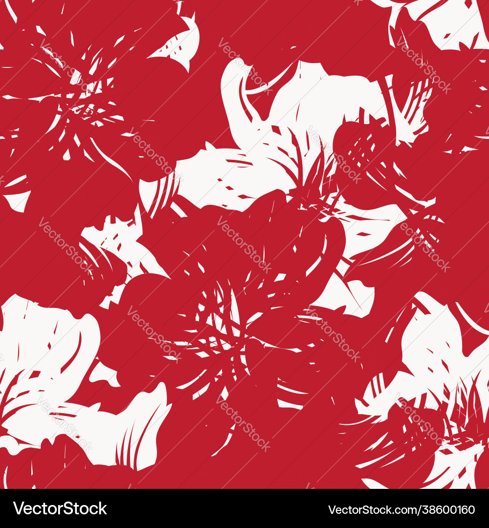 Red floral brush strokes seamless pattern Vector Image