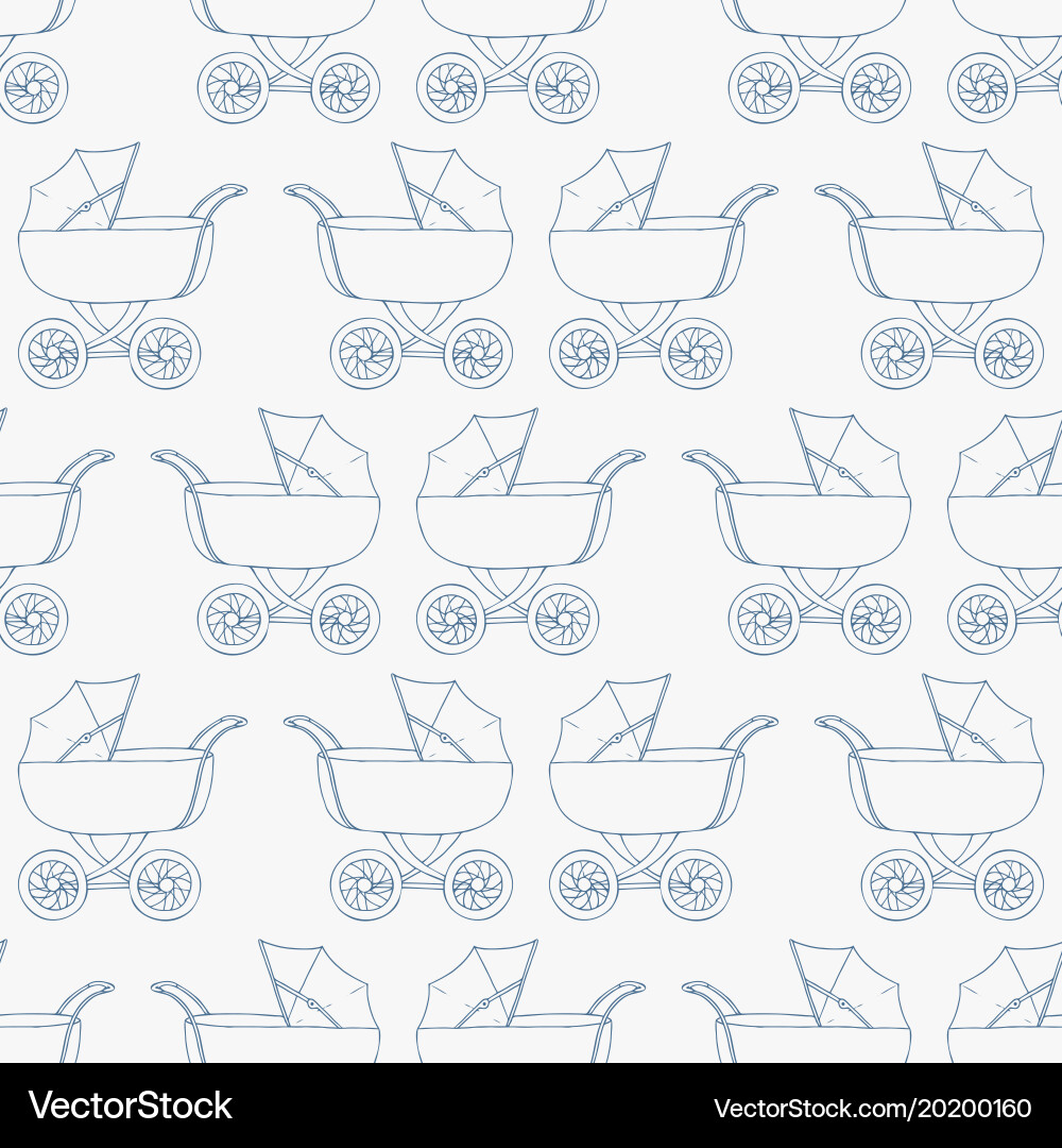 Seamless pattern baby carriage for son boy Vector Image