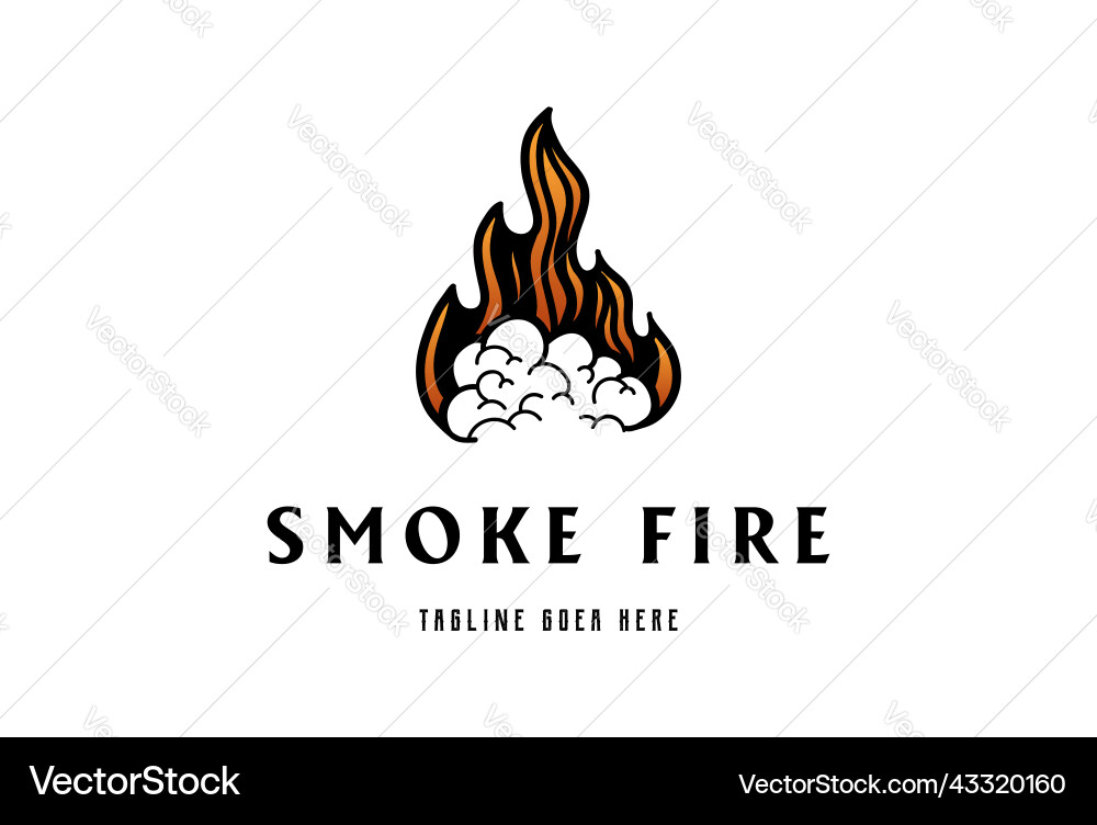 Simple modern cloud smoke with flame fire logo Vector Image