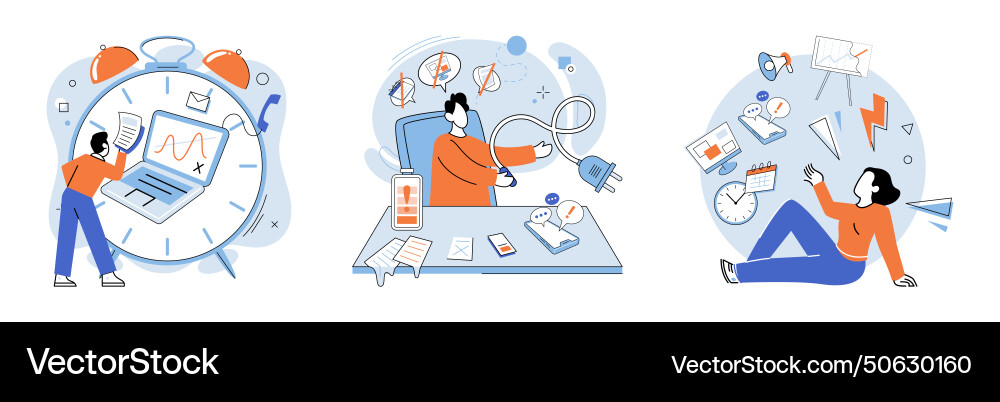 Stress at work overworking oneself and neglecting Vector Image