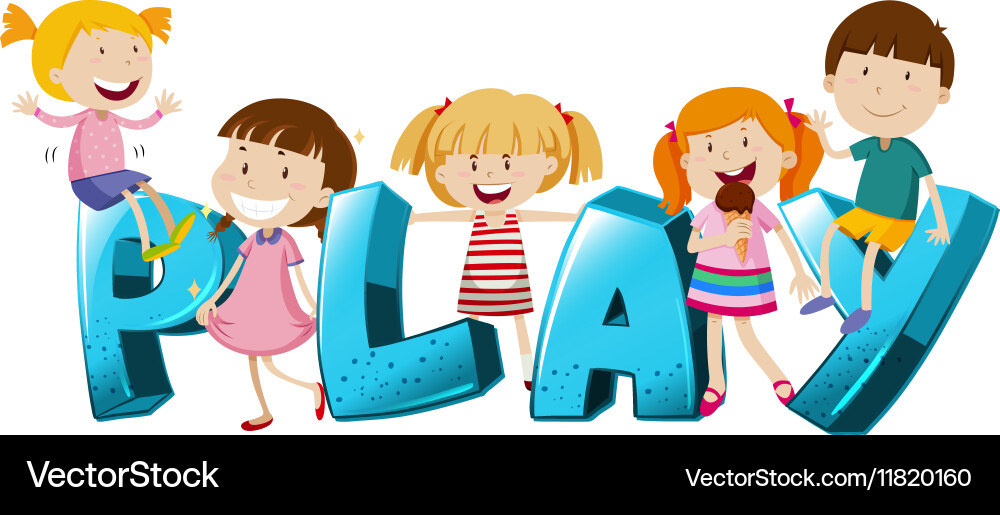 Word design with kids and play Royalty Free Vector Image