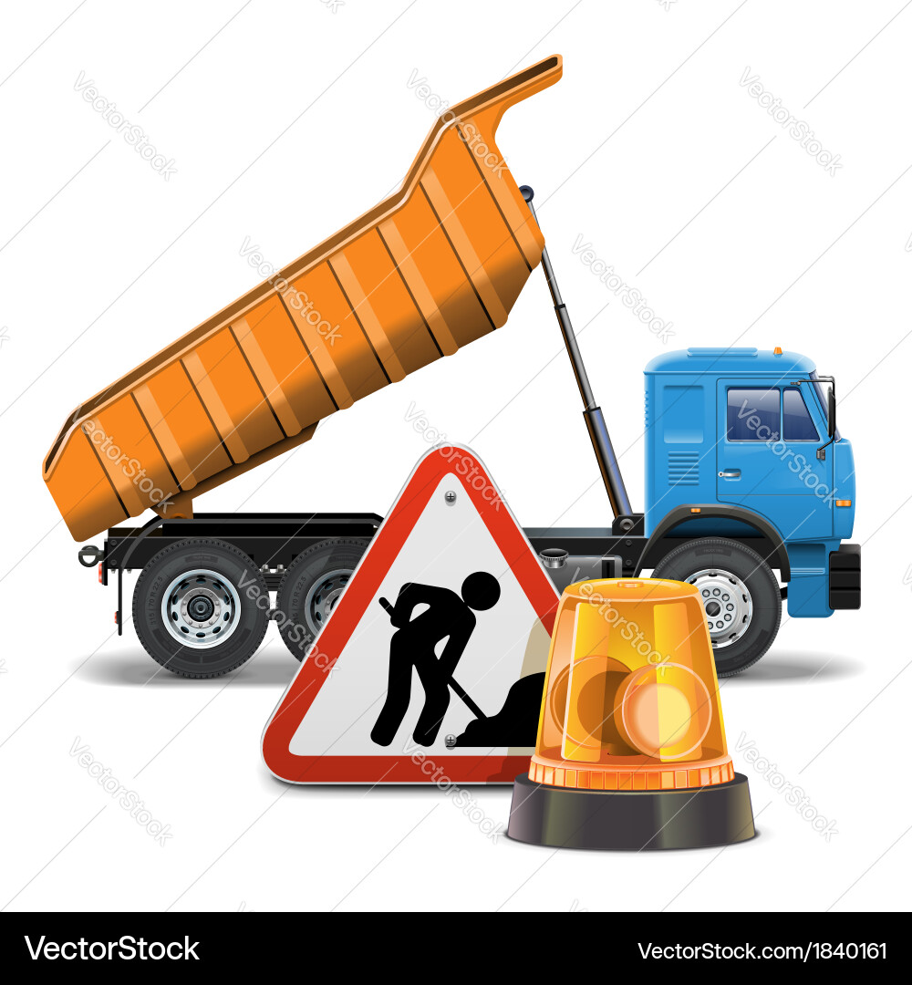 Construction Tipper with Warning Beacon Royalty Free Vector