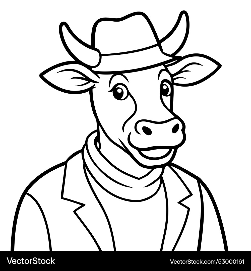 Cow in hat wearing shirt Royalty Free Vector Image
