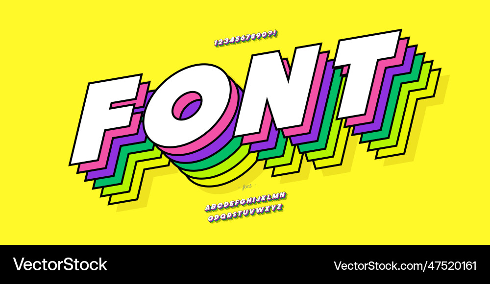 Font 3d style trendy typography Royalty Free Vector Image