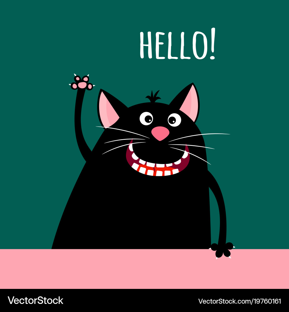 Greeting card with smiling cartoon cat Royalty Free Vector