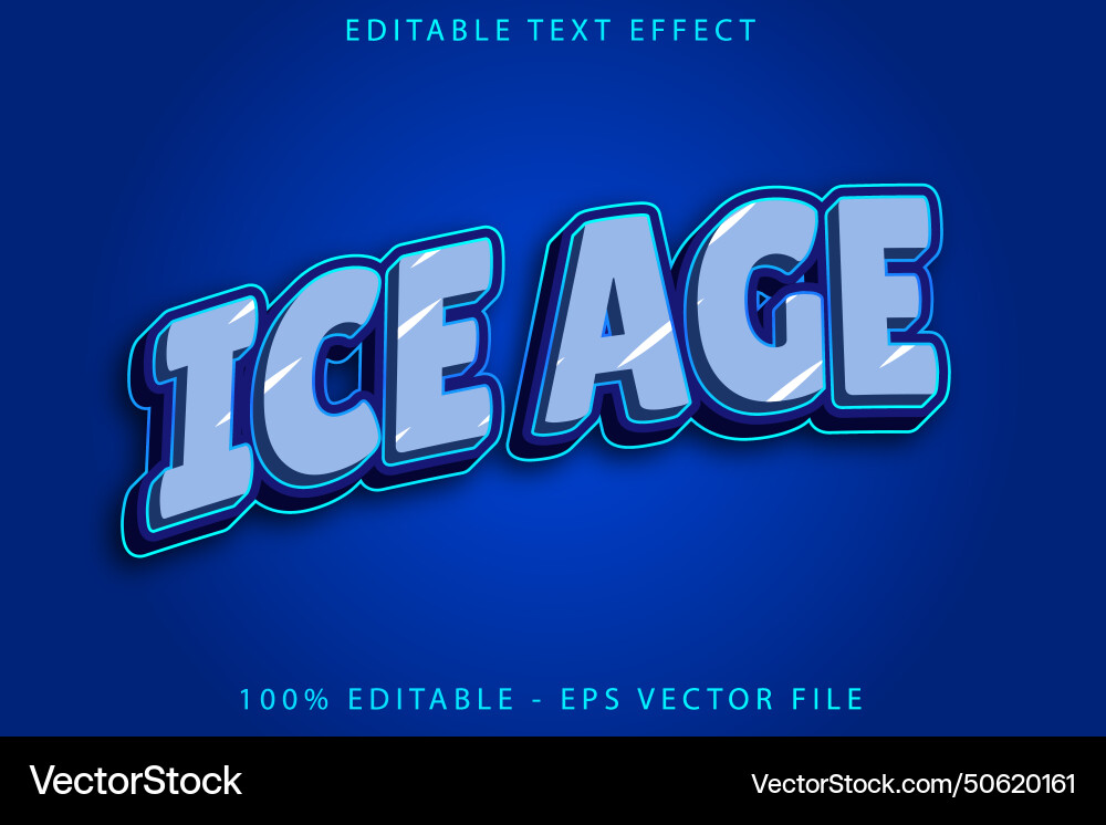 Ice age editable text effect cartoon style Vector Image
