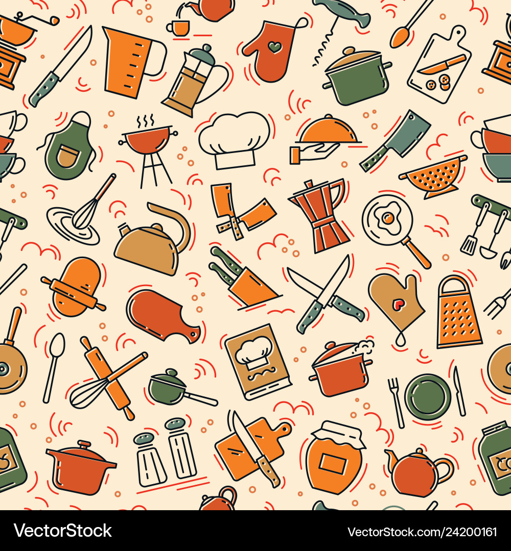 Kitchen Theme Seamless Pattern Royalty Free Vector Image