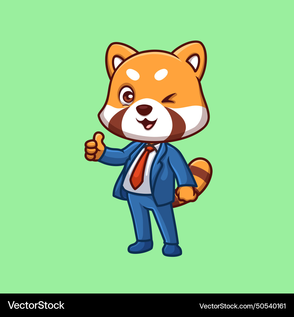 Manager red panda cute cartoon Royalty Free Vector Image