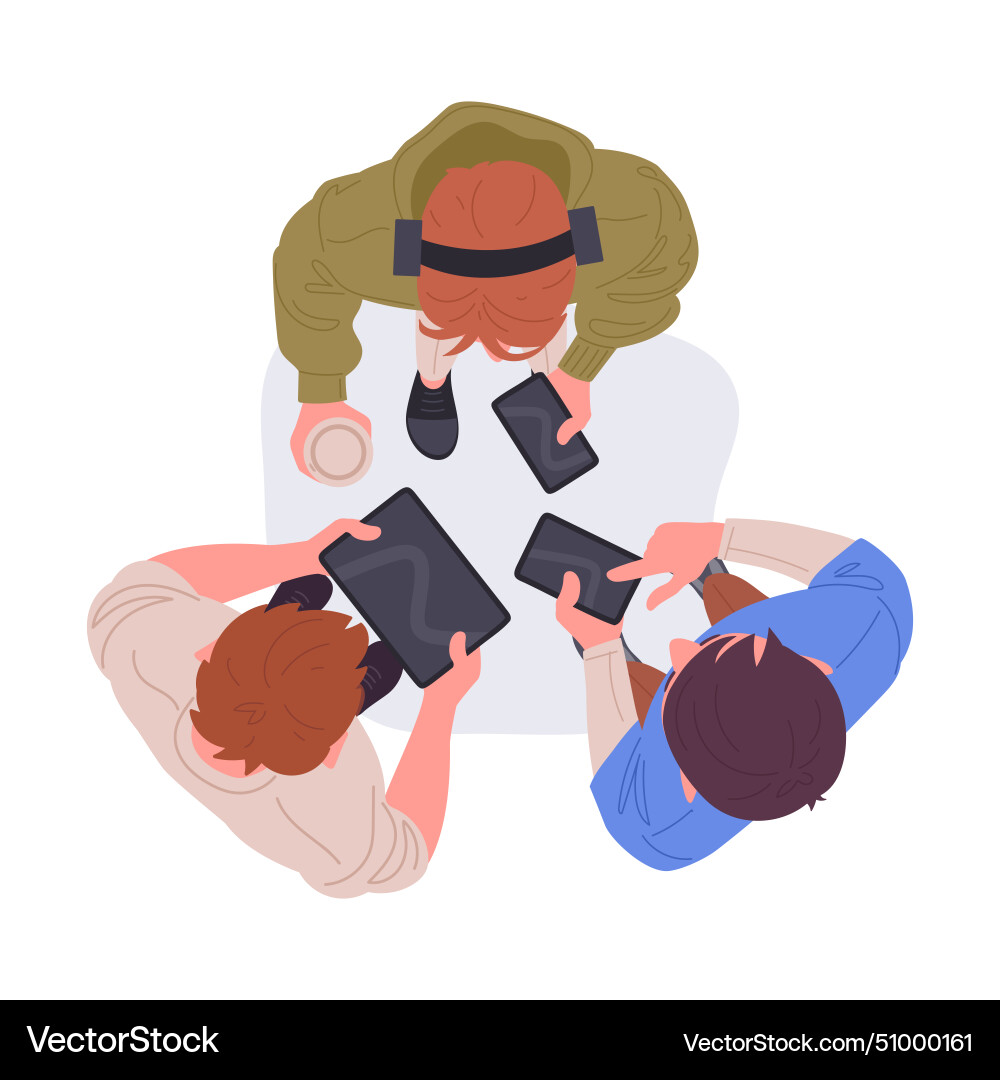 Men top view male characters standing together Vector Image