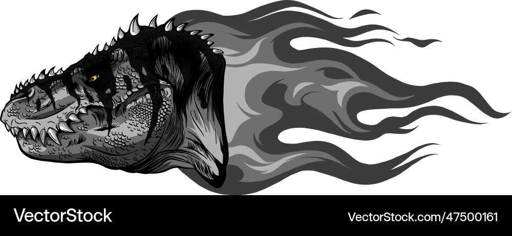 Monochromatic tyrannosaurus rex with flame Vector Image