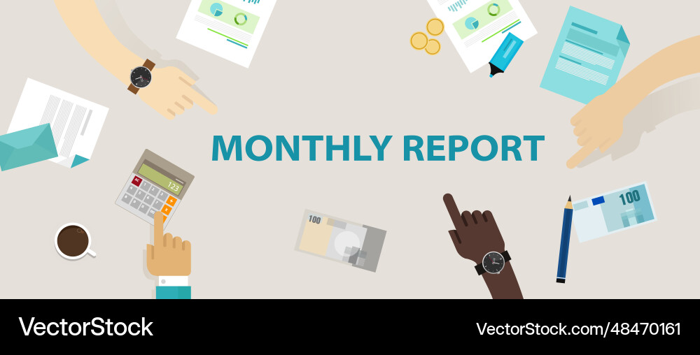 Monthly report reviewing performance company Vector Image