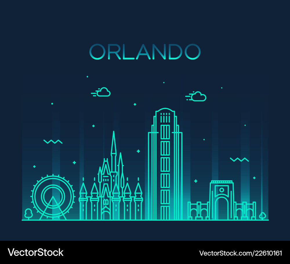 Orlando Skyline, Florida Royalty Free Vector Image