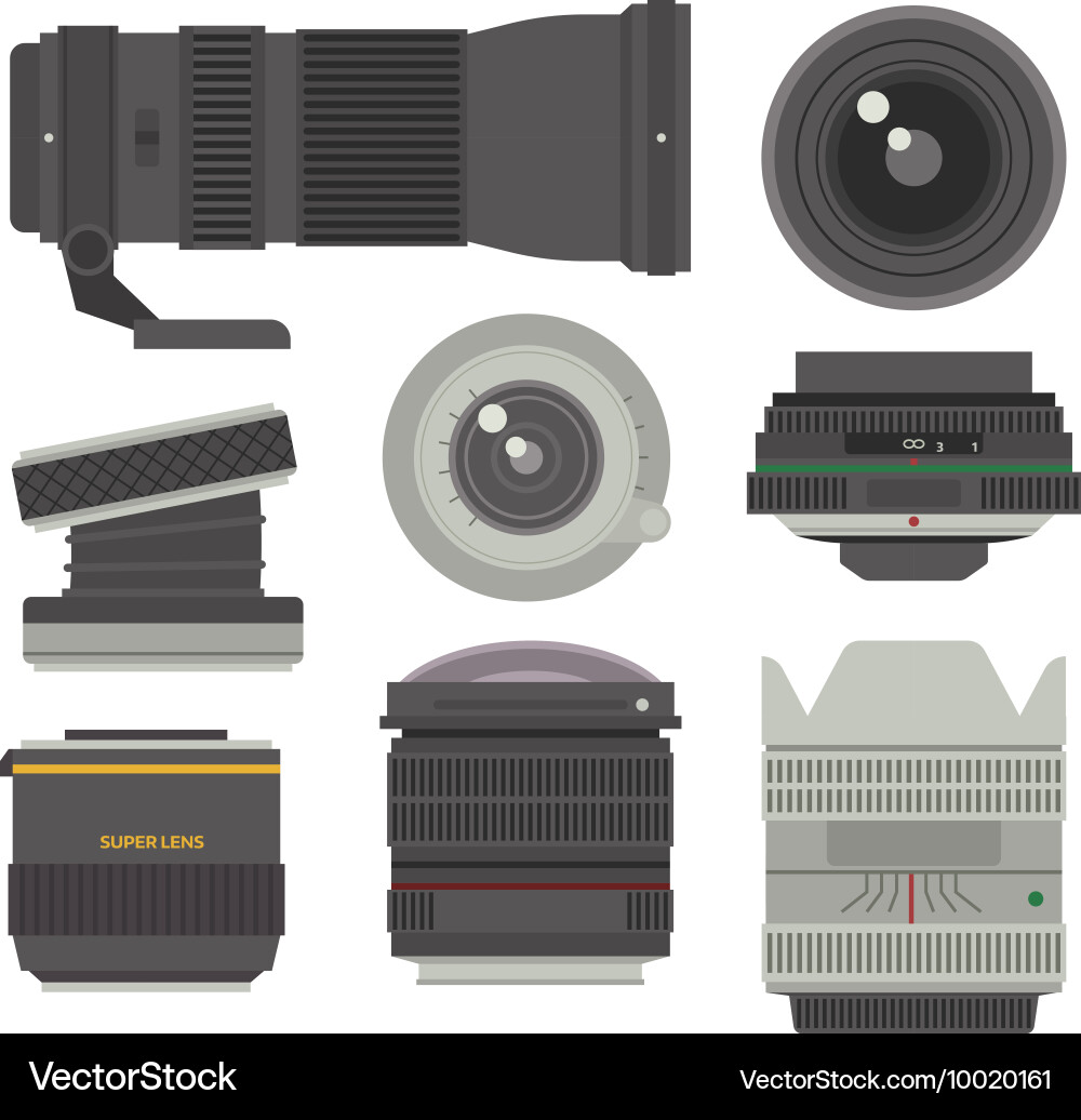 Photo optic lenses set Royalty Free Vector Image